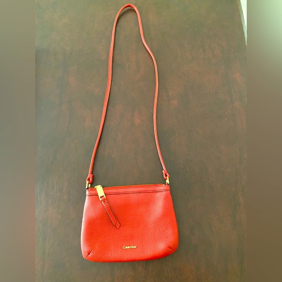 Calvin Klein | Bags | Calvin Klein Red Leather Small Crossbody Bag ...